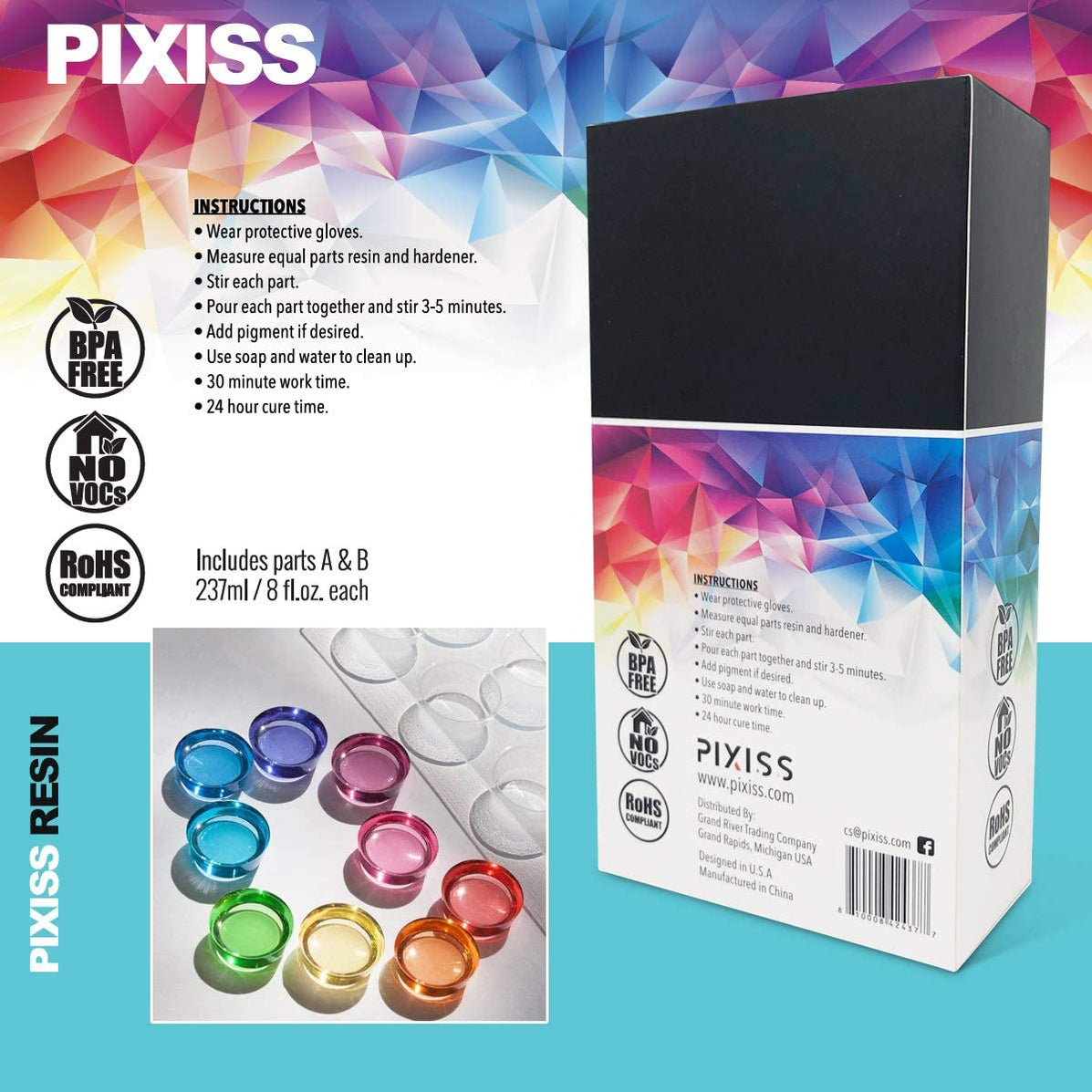 Pixiss Diamond Resin; 17oz. with 15 Mica Tinting Powders — Grand River ...