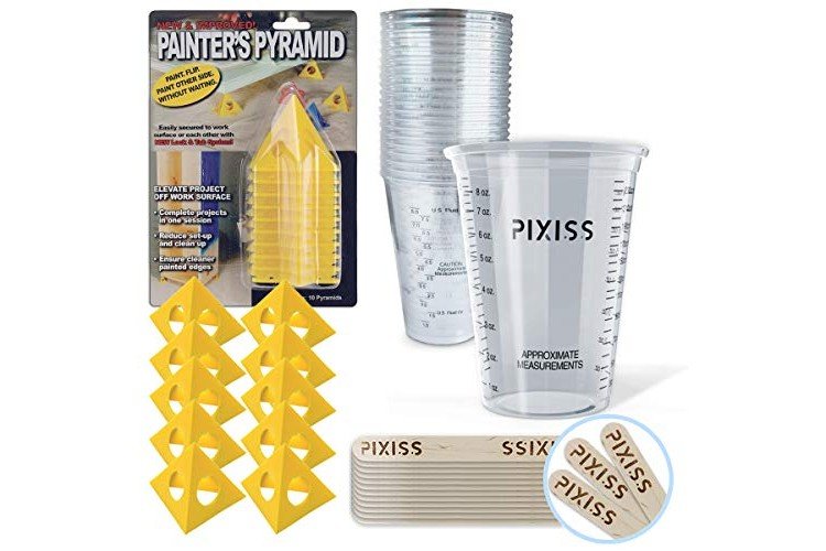 Painter's Pyramid Stands Kit, 20X 10-Ounce Disposable Graduated Clear ...