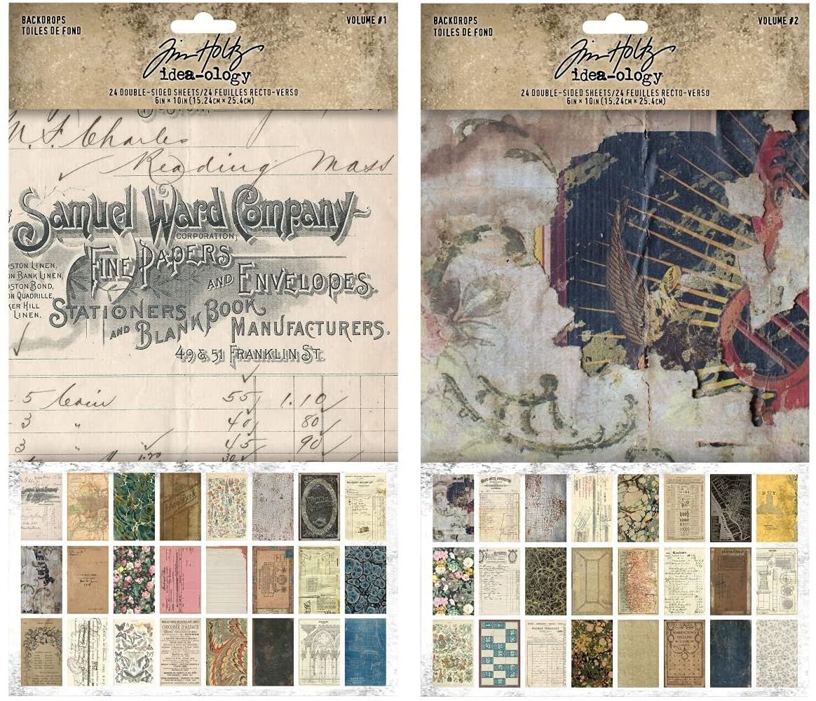 Tim Holtz Backdrops 2021 Set - Backdrops Volume #1 and Volume #2 - 6x1 ...